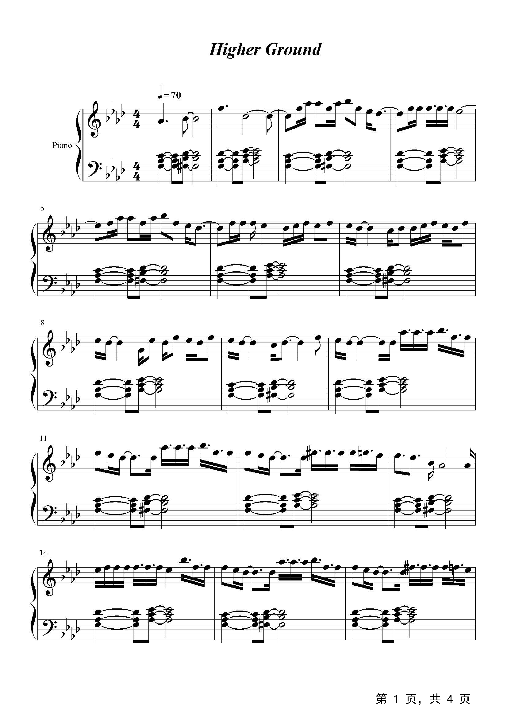 Higher Ground钢琴谱_Martin Garrix John Martin_降A调_流行钢琴谱五线谱独奏谱_钢琴谱|钢琴五线谱|钢琴简谱|钢琴弹唱谱|钢琴声乐正谱|钢琴视频教程—牛牛钢琴