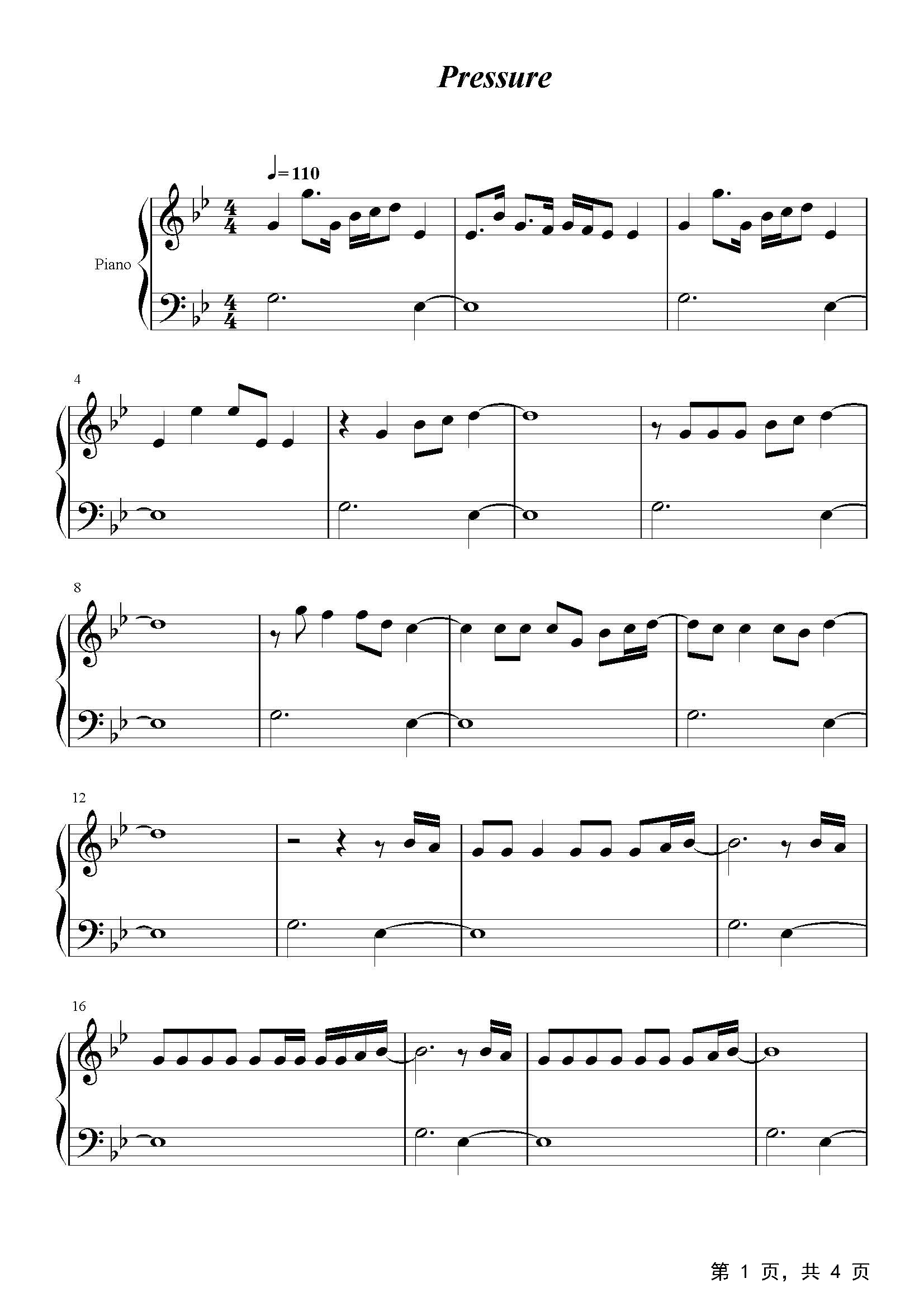 Pressure钢琴谱_Martin Garrix Tove Lo_降B调_流行钢琴谱五线谱独奏谱_钢琴谱|钢琴五线谱|钢琴简谱|钢琴弹唱谱|钢琴声乐正谱|钢琴视频教程—牛牛钢琴